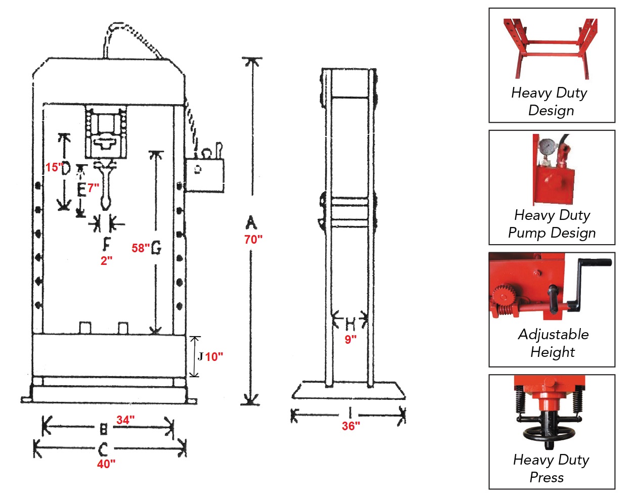 5037 40 Ton Heavy Duty Press Head – Eu Soon Tools Sdn Bhd