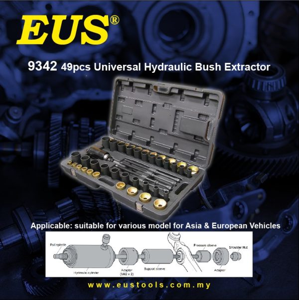 9342 Universal Hydraulic Bush Extractor (49pcs) – Eu Soon Tools Sdn Bhd